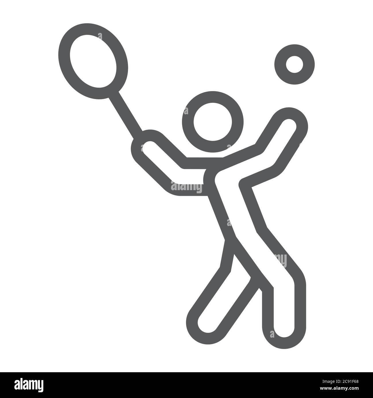 Tennis player line icon, sport and active, sportsman with racket sign ...