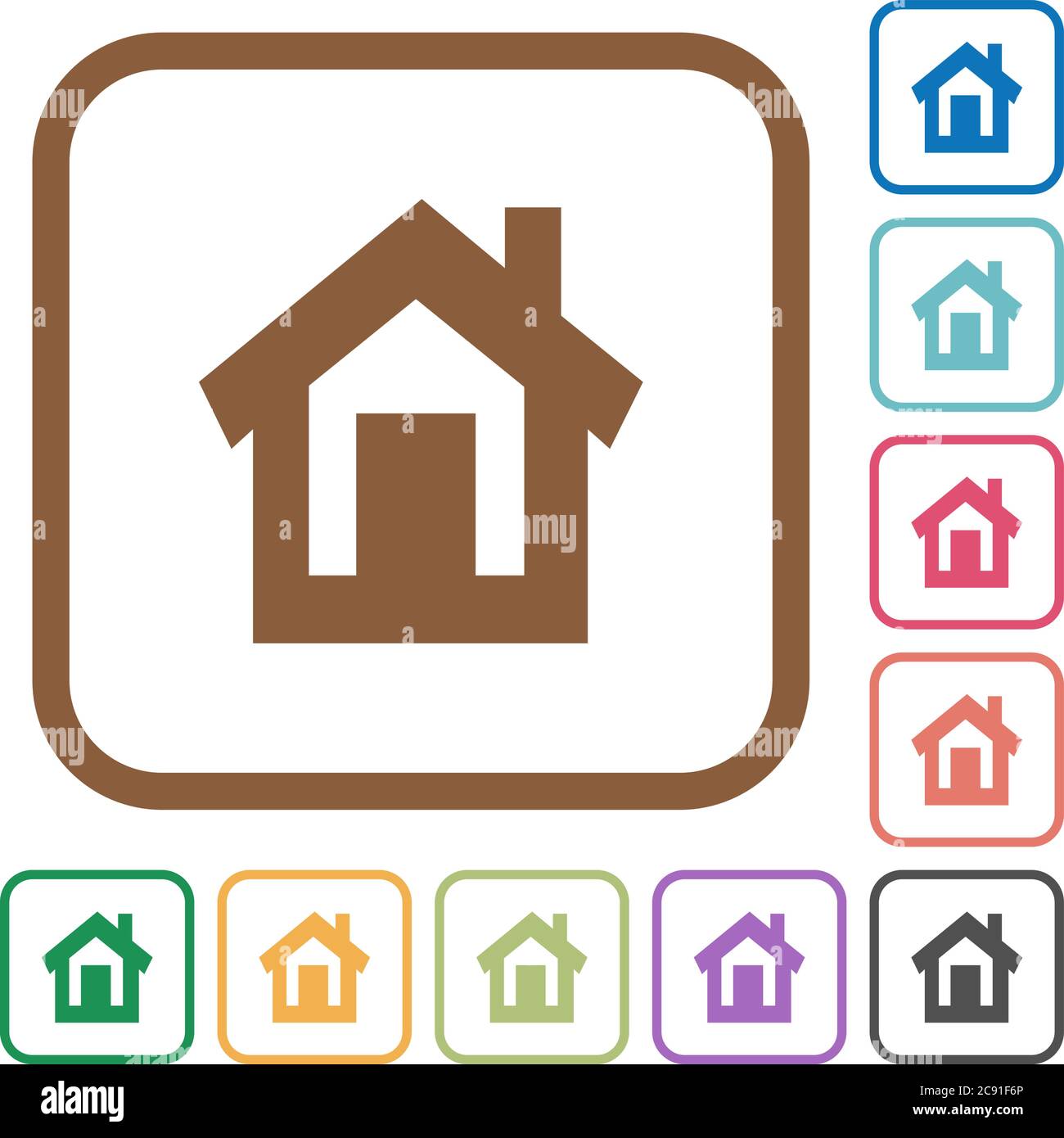 Home simple icons in color rounded square frames on white background Stock Vector Image & Art ...