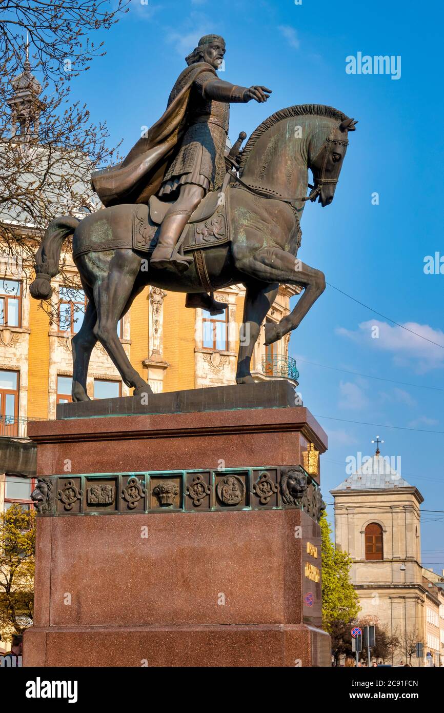 Equestrian statue of Daniel of Galicia in Halytska Square, Lviv ...