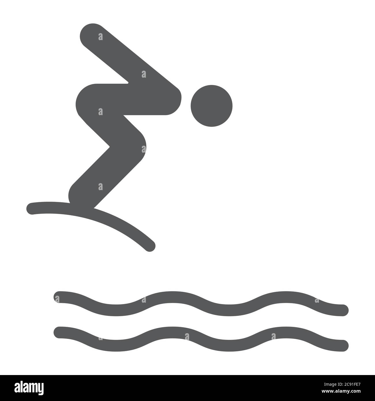 Jump diving glyph icon, sport and water, diver sign, vector graphics, a ...