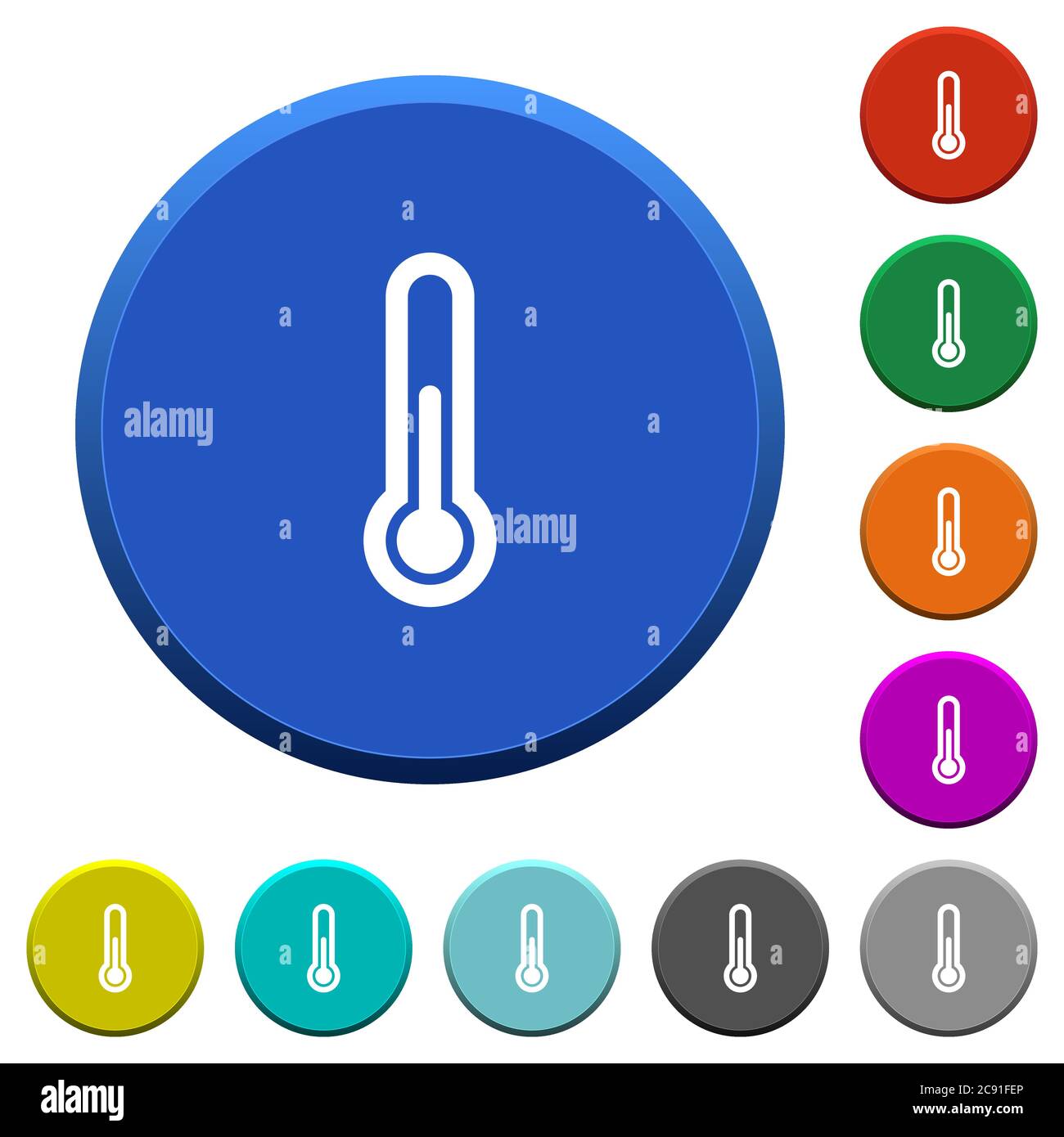 Thermometer round color beveled buttons with smooth surfaces and flat ...
