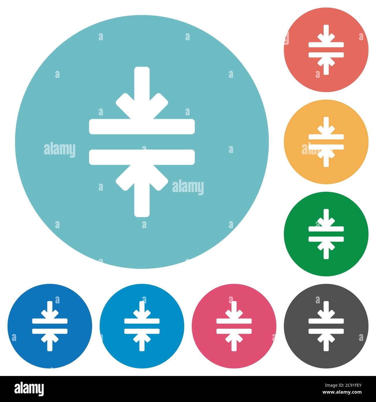 Horizontal merge flat white icons on round color backgrounds Stock Vector Image & Art - Alamy