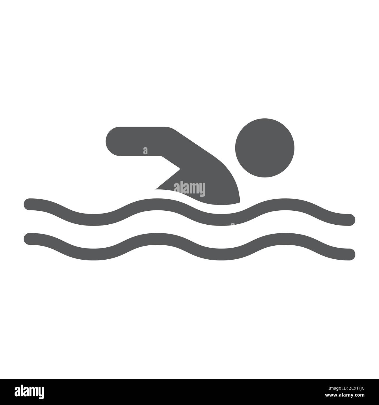 Swimming glyph icon, sport and water, swimmer sign, vector graphics, a ...