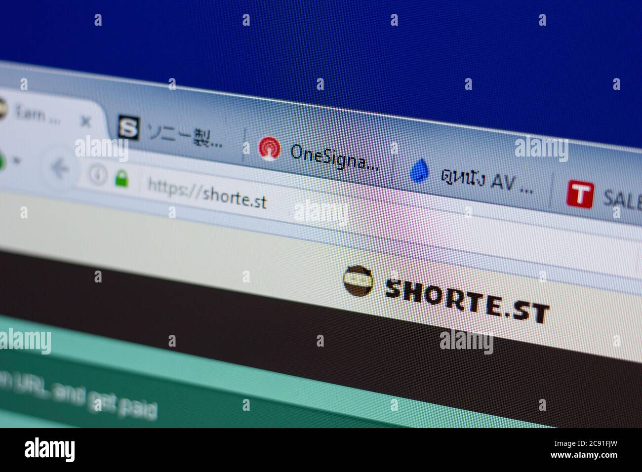 Ryazan, Russia - June 17, 2018: Homepage of Shorte.st website on the ...