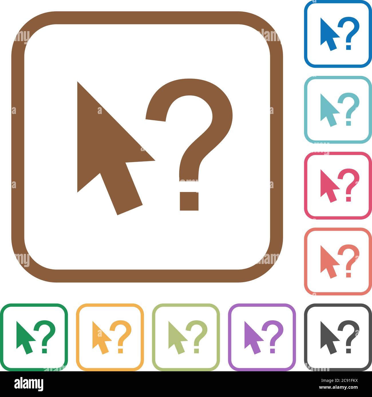 Help cursor simple icons in color rounded square frames on white ...