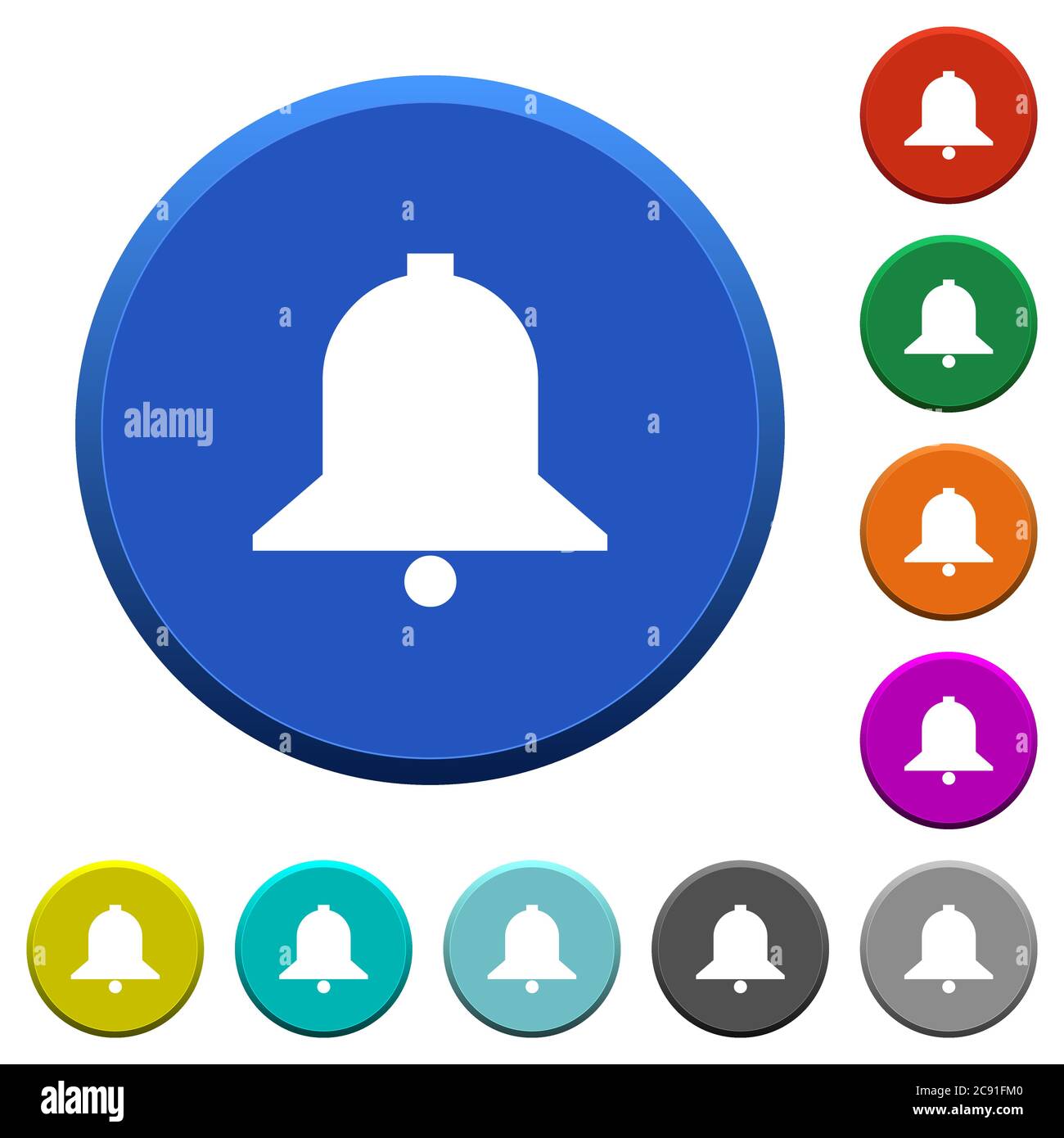 Bell round color beveled buttons with smooth surfaces and flat white ...