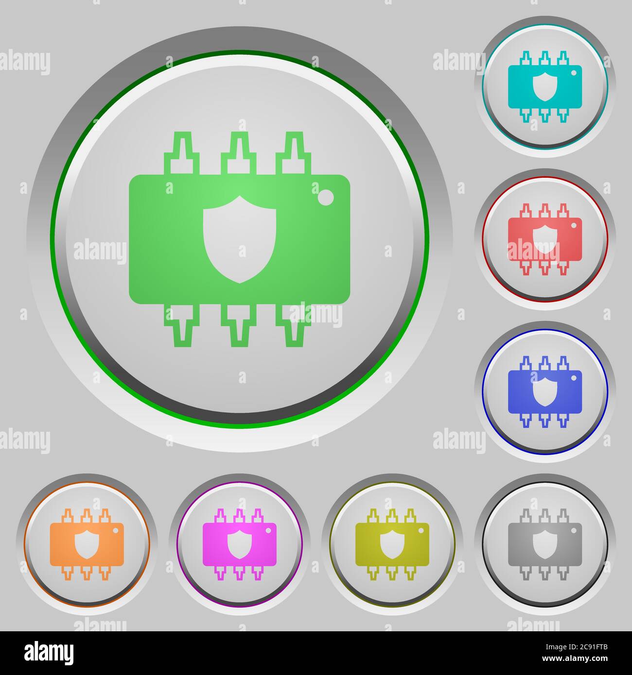 Hardware protection color icons on sunk push buttons Stock Vector Image ...