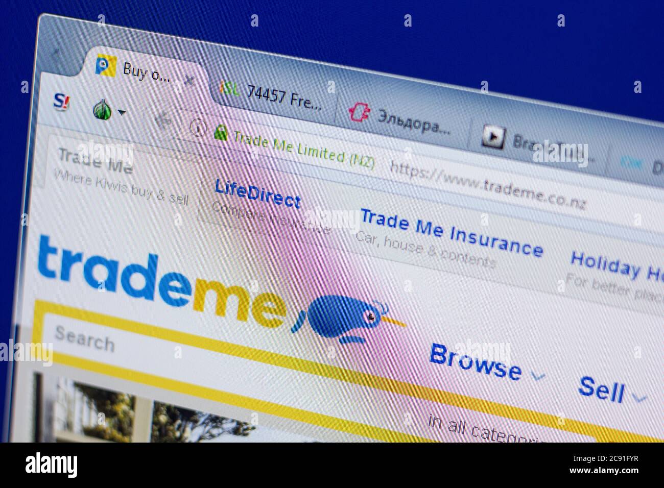 Ryazan, Russia - June 17, 2018: Homepage of TradeMe website on the ...