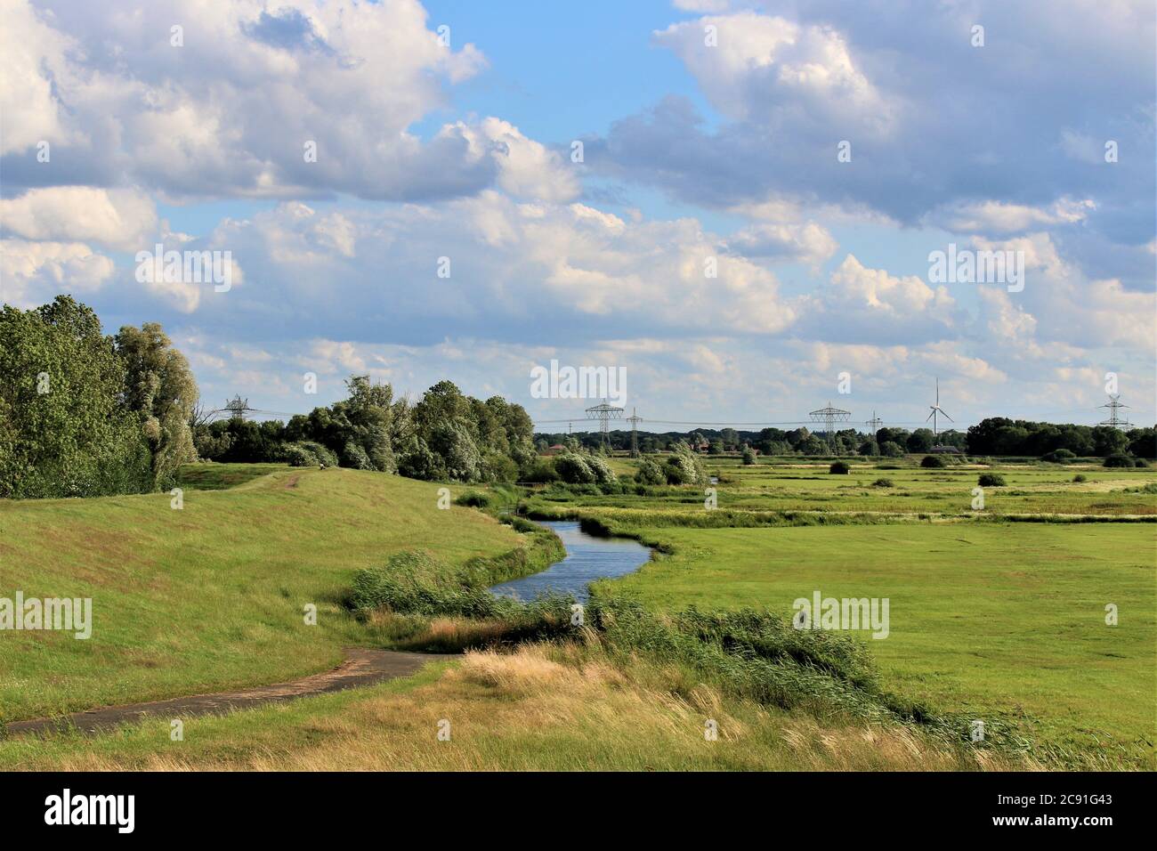 Marsh landscape with pastures and ditches in northern germany Stock ...