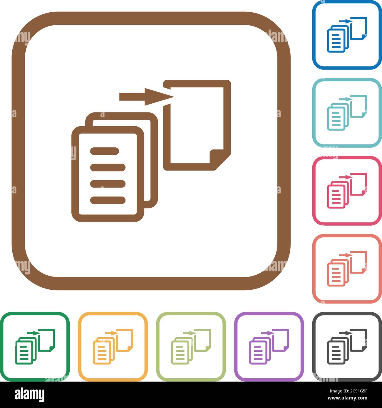 Move file simple icons in color rounded square frames on white background Stock Vector Image ...