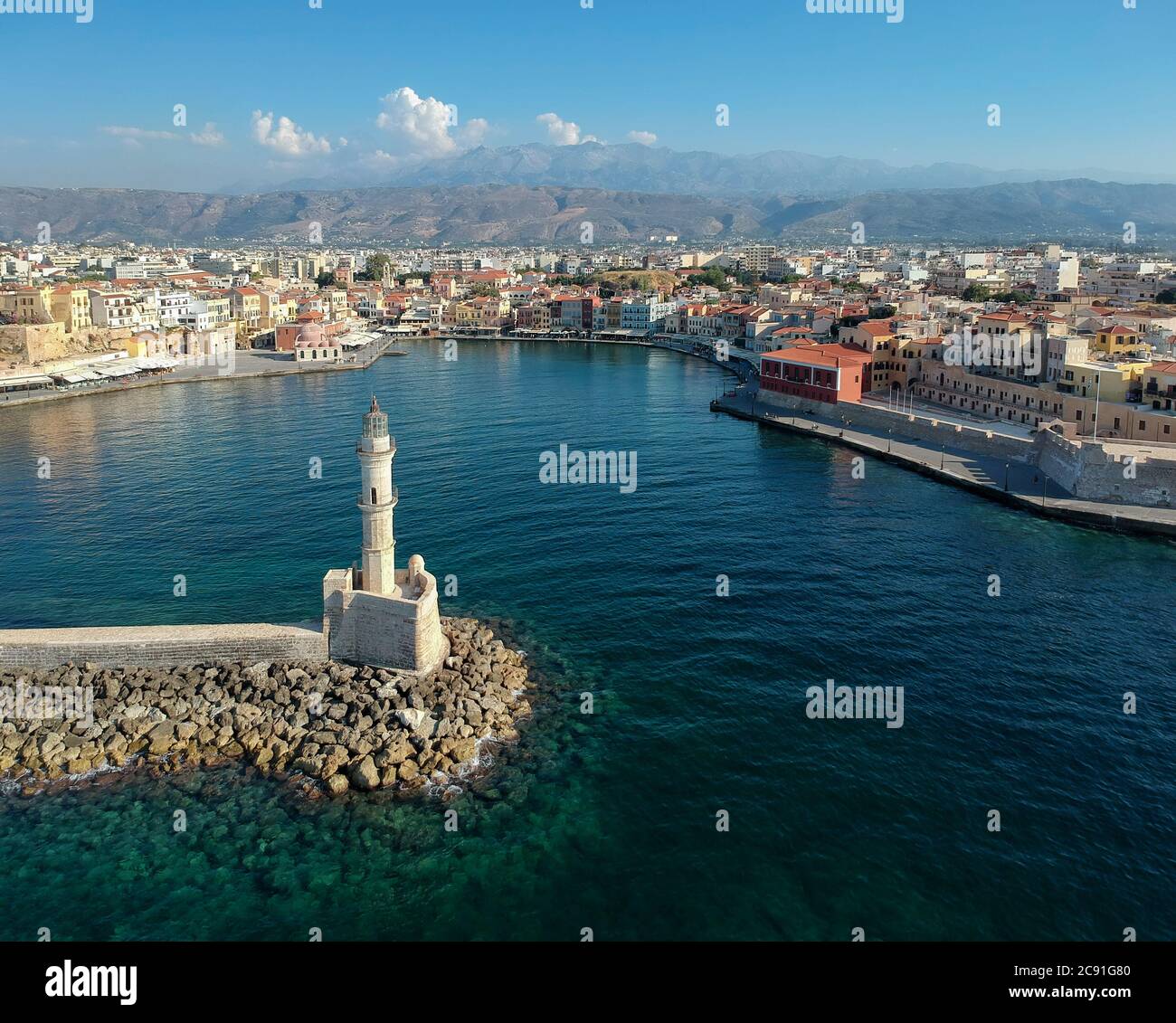 Chania old port lighthouse drone hi-res stock photography and images ...
