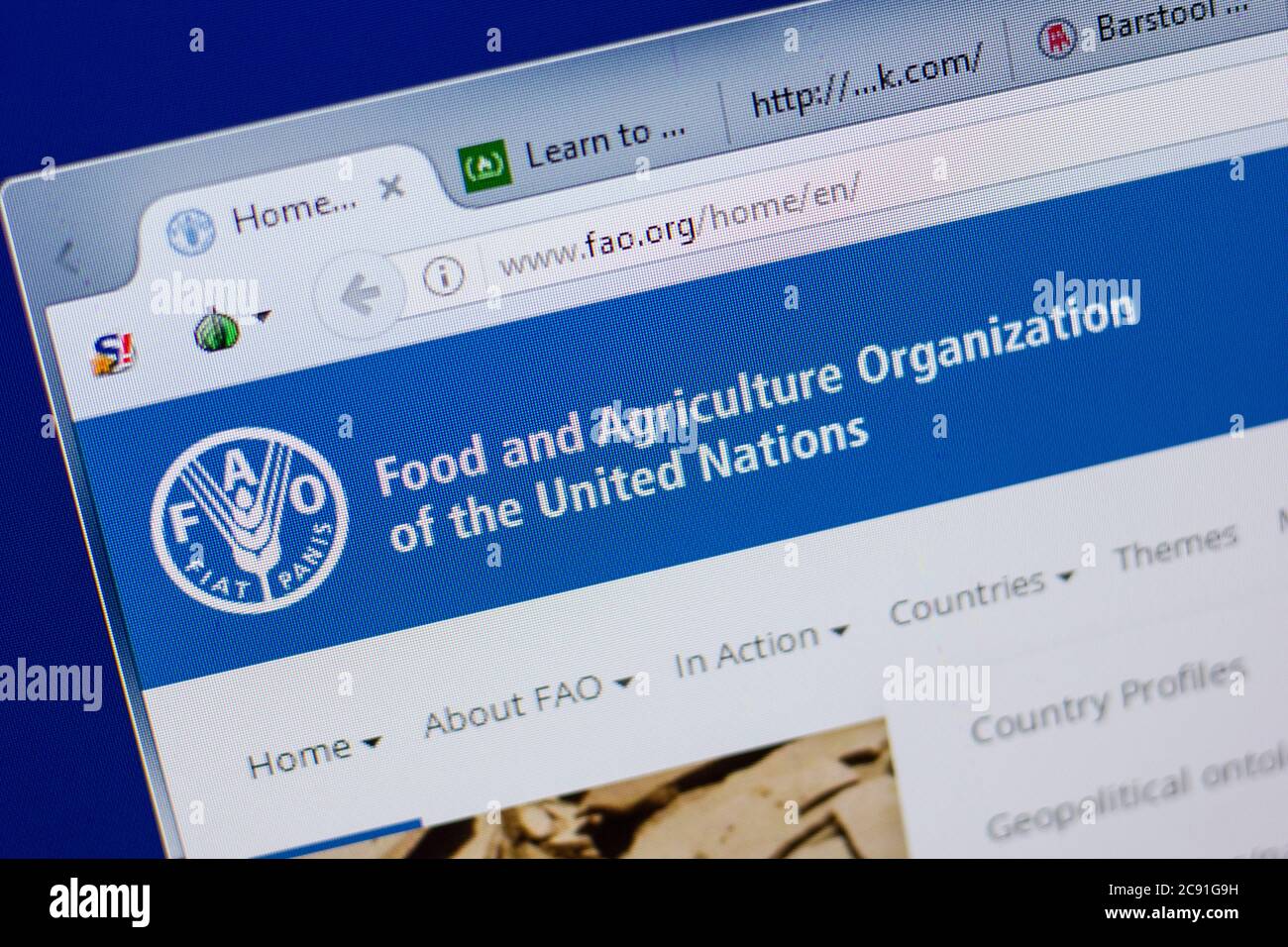 Ryazan, Russia - June 17, 2018: Homepage of Fao website on the display ...