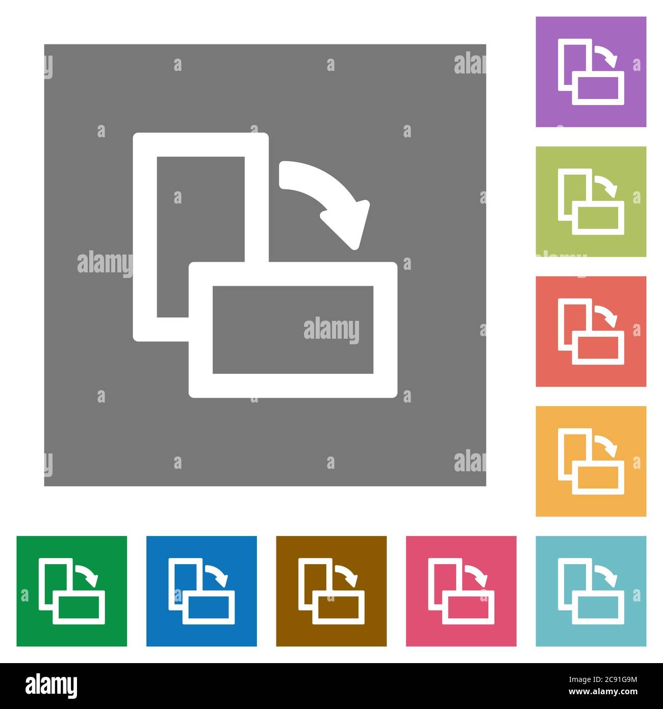 Rotate right flat icons on simple color square backgrounds Stock Vector ...