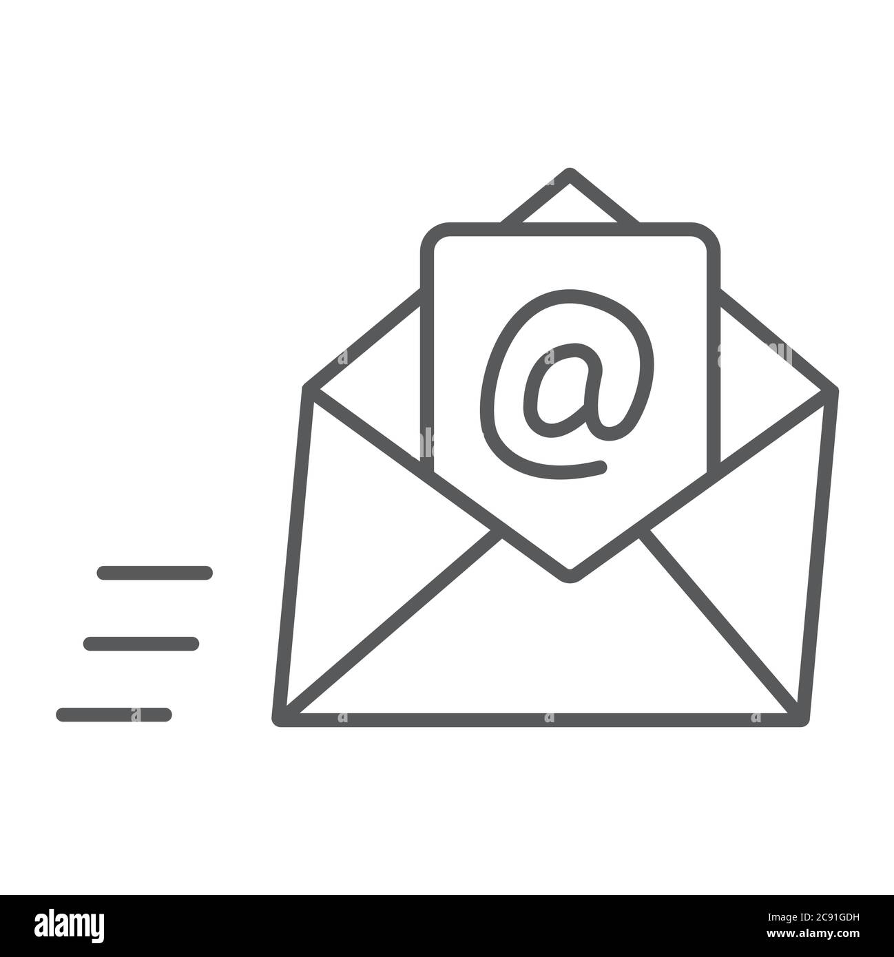 Email thin line icon, mail and letter, mail envelope sign, vector ...