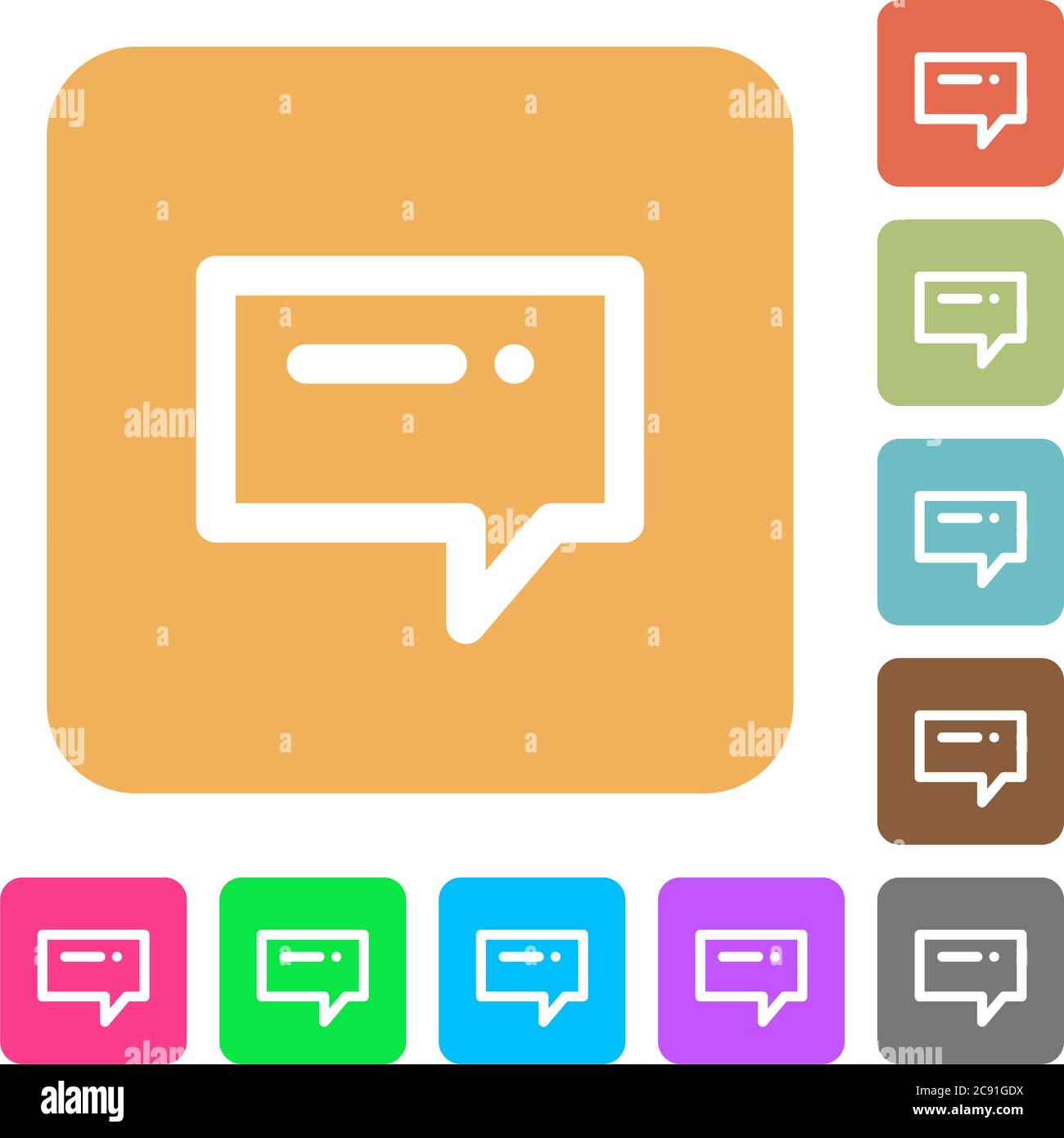 Typing message icons on rounded square vivid color backgrounds Stock ...