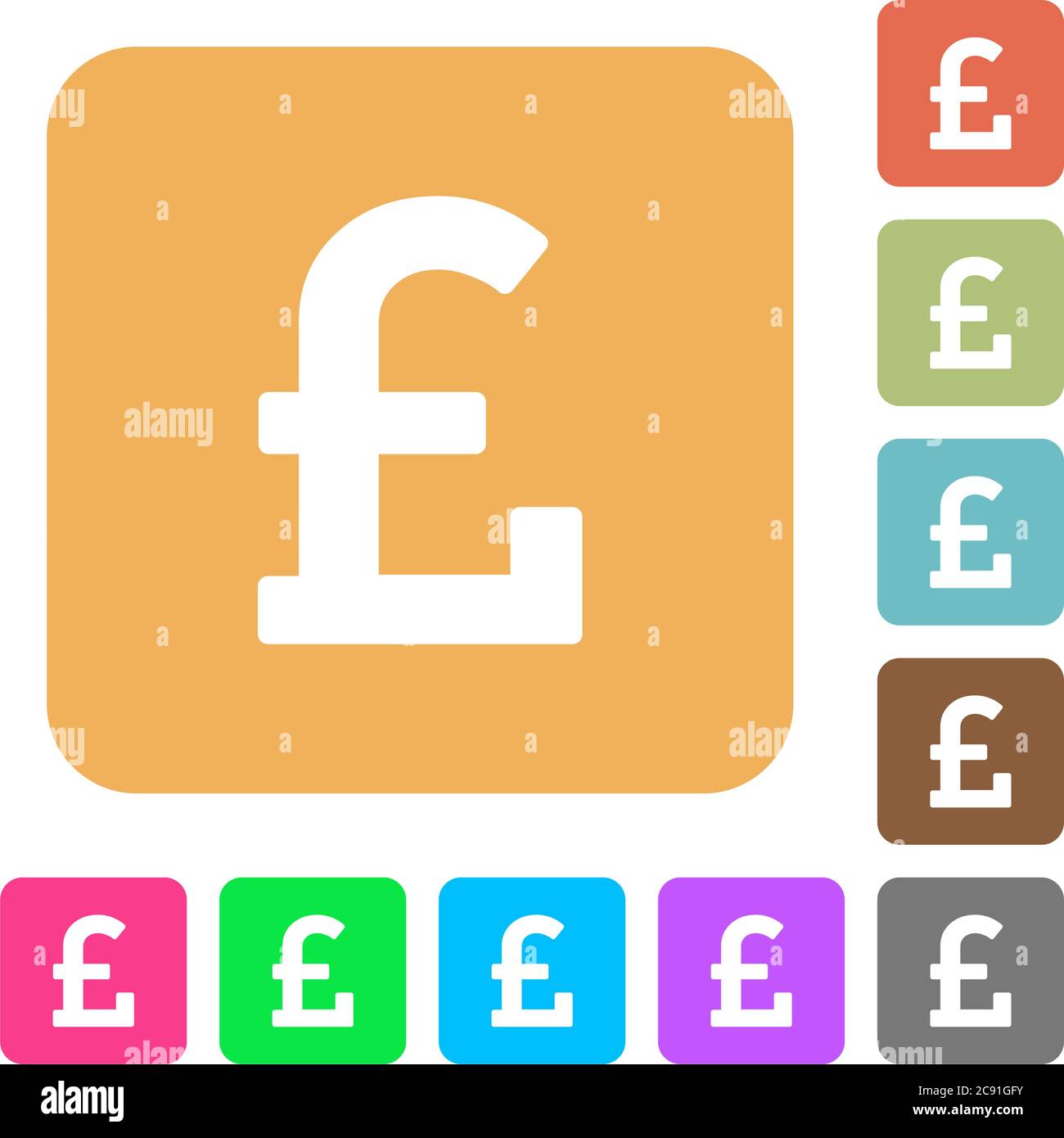 Pound sign icons on rounded square vivid color backgrounds Stock Vector ...