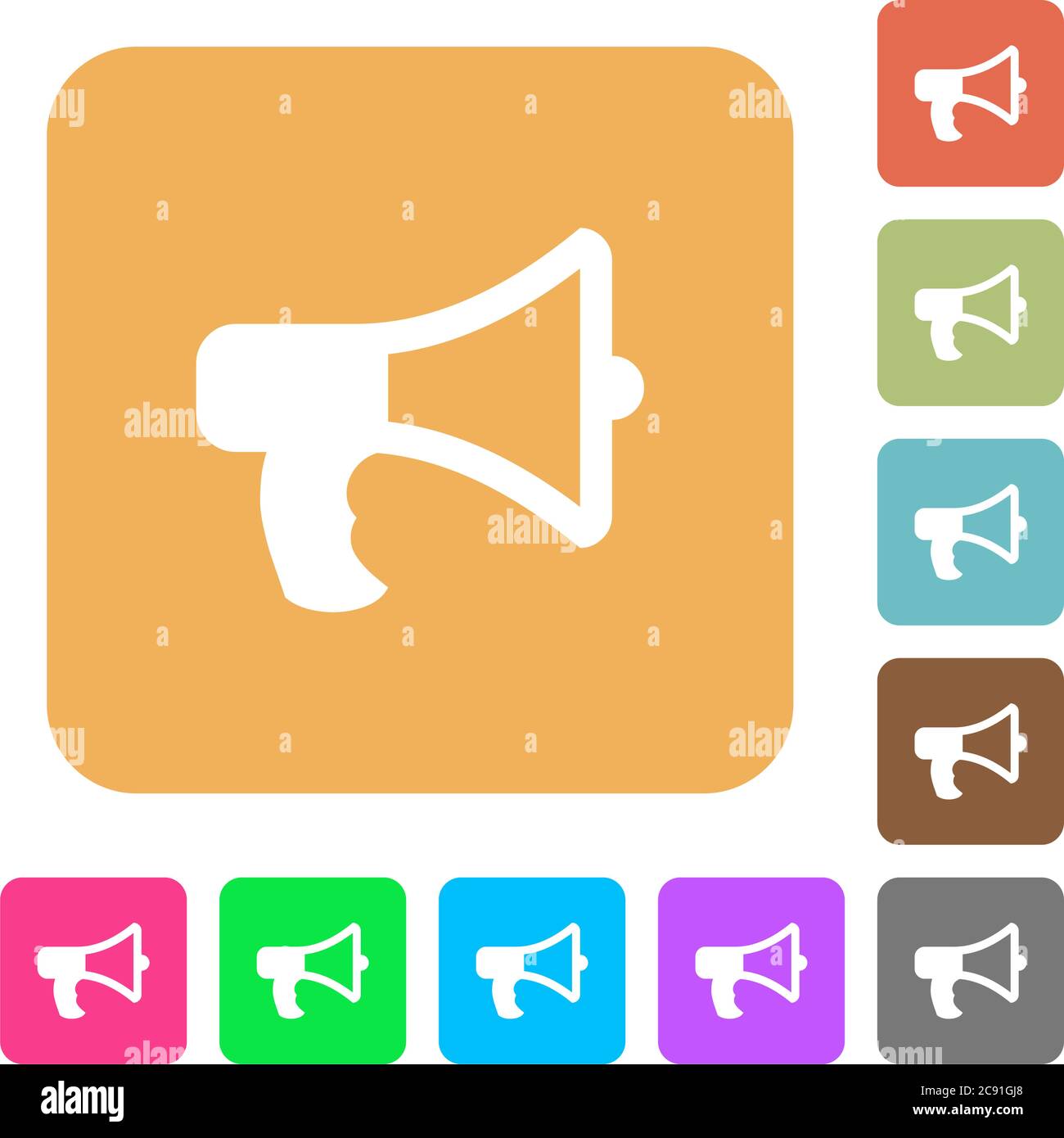 Megaphone icons on rounded square vivid color backgrounds Stock Vector ...