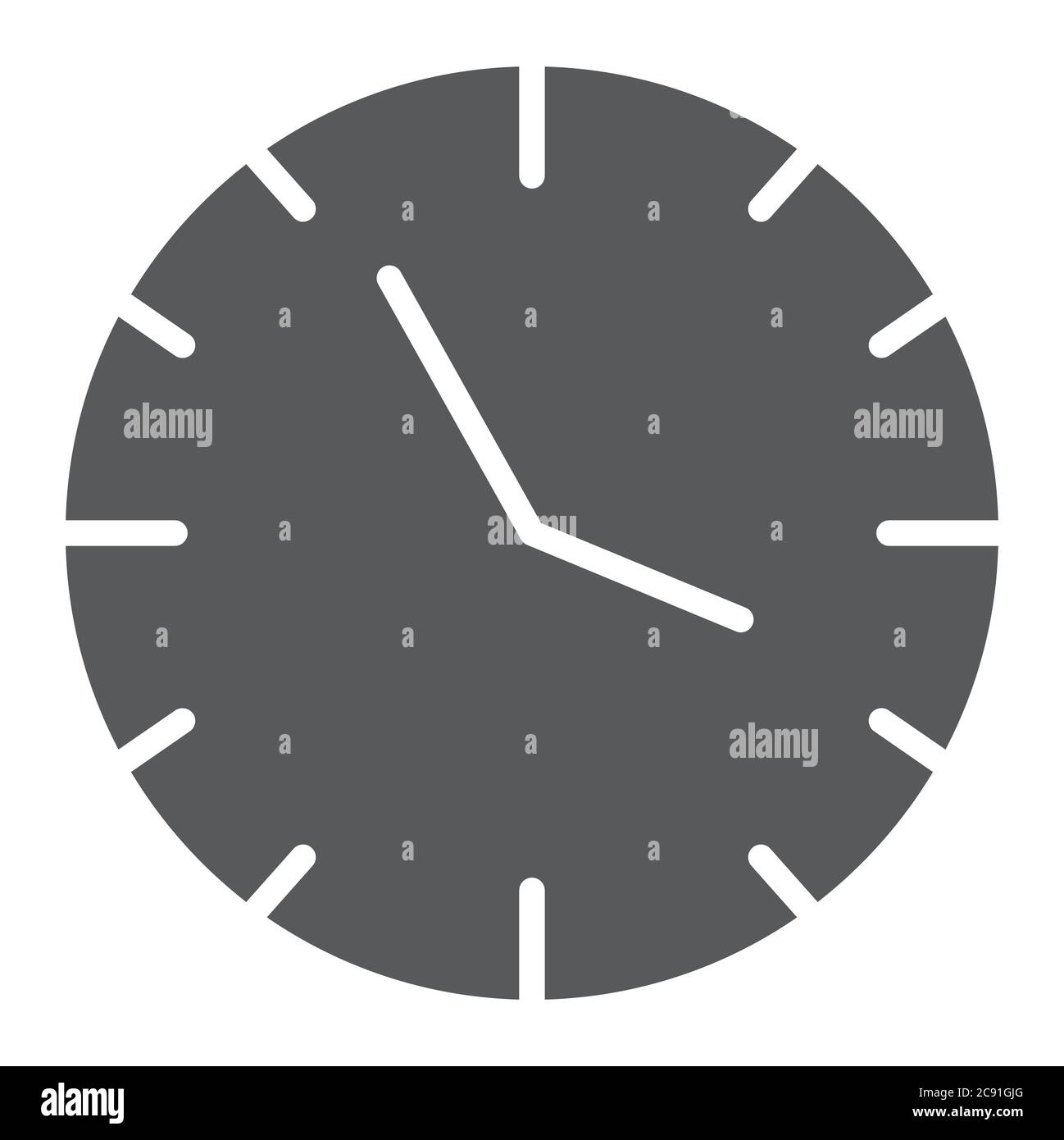 Clock glyph icon, time and hour, watch sign, vector graphics, a solid ...