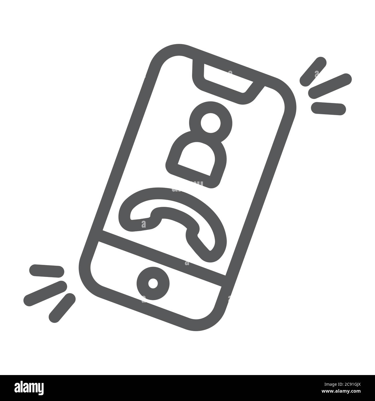 Phone call line icon, telephone and smartphone, incoming call sign ...