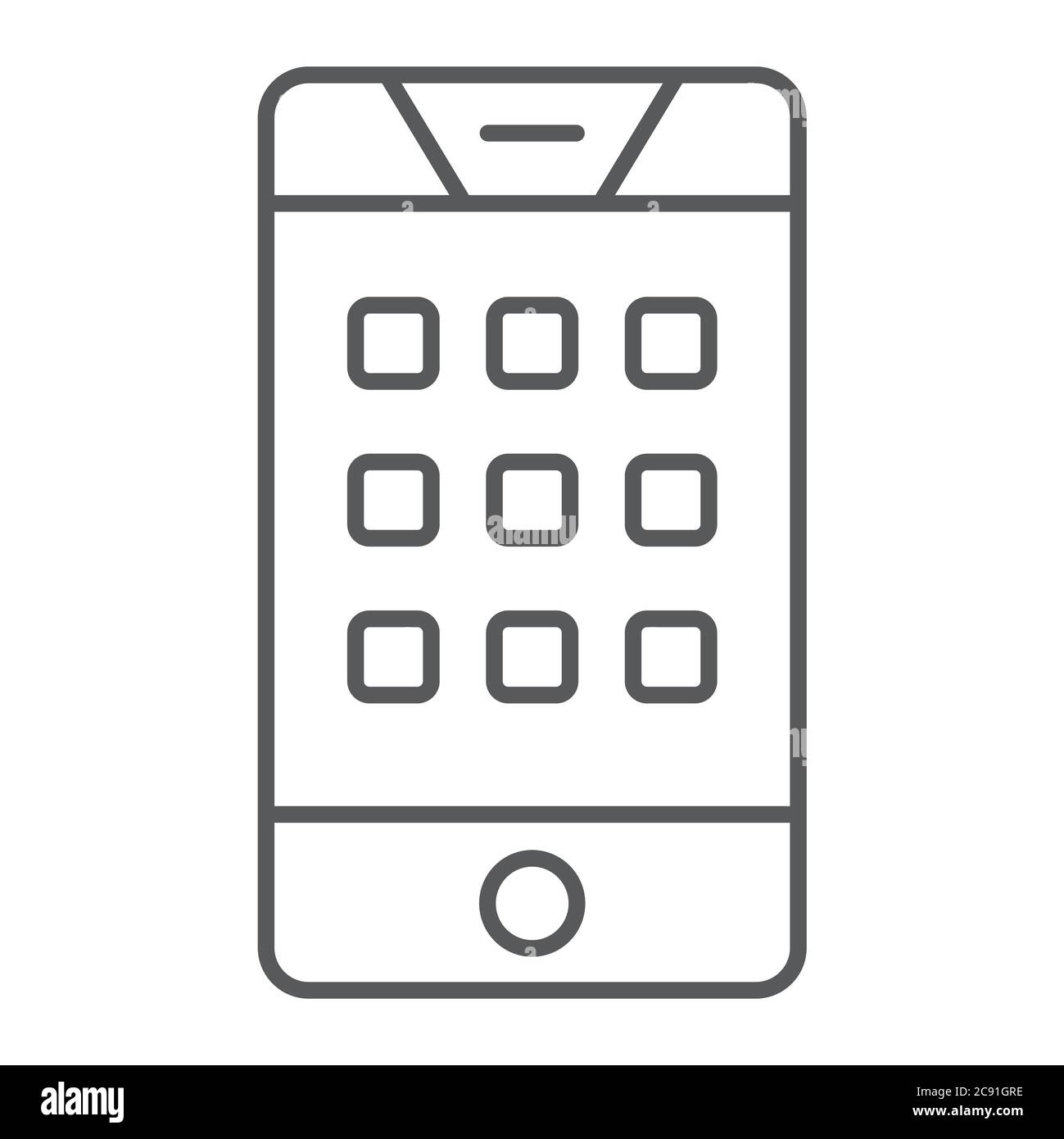 Dial number on phone thin line icon, mobile and call, keypad on ...