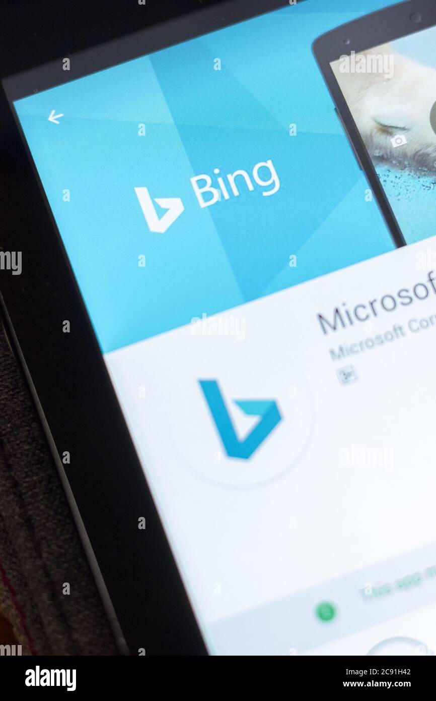 Ryazan, Russia - June 24, 2018: Microsoft Bing Search mobile app on the ...