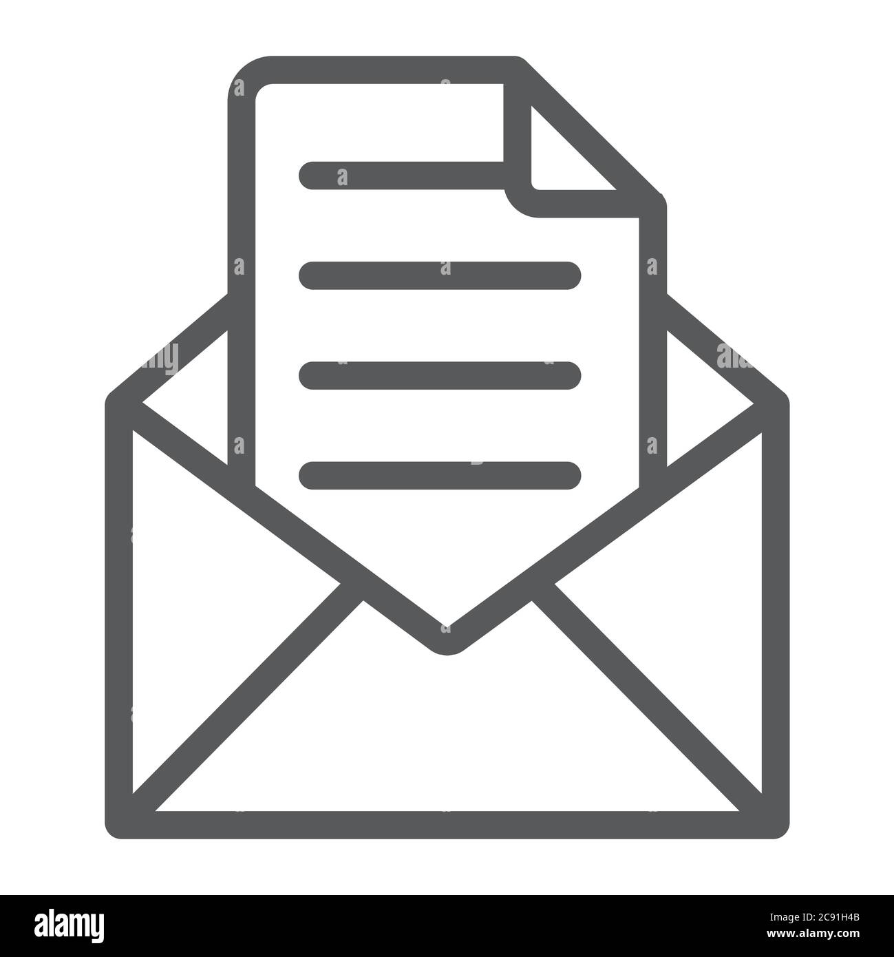 Envelope with letter line icon, mail and post, open envelope sign ...