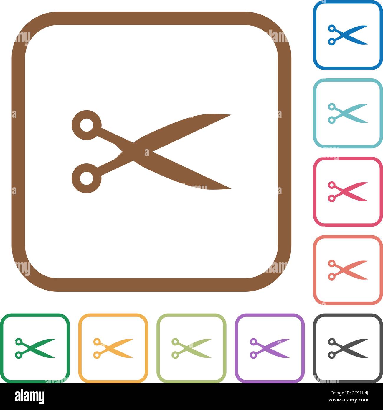 Cut simple icons in color rounded square frames on white background Stock Vector Image & Art - Alamy