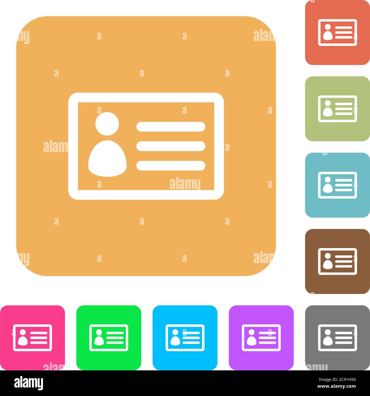 ID card icons on rounded square vivid color backgrounds Stock Vector ...