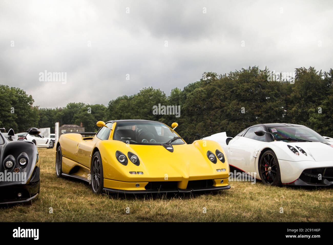Yellow Pagani Zonda S classic supercar attending annual Goodwood ...