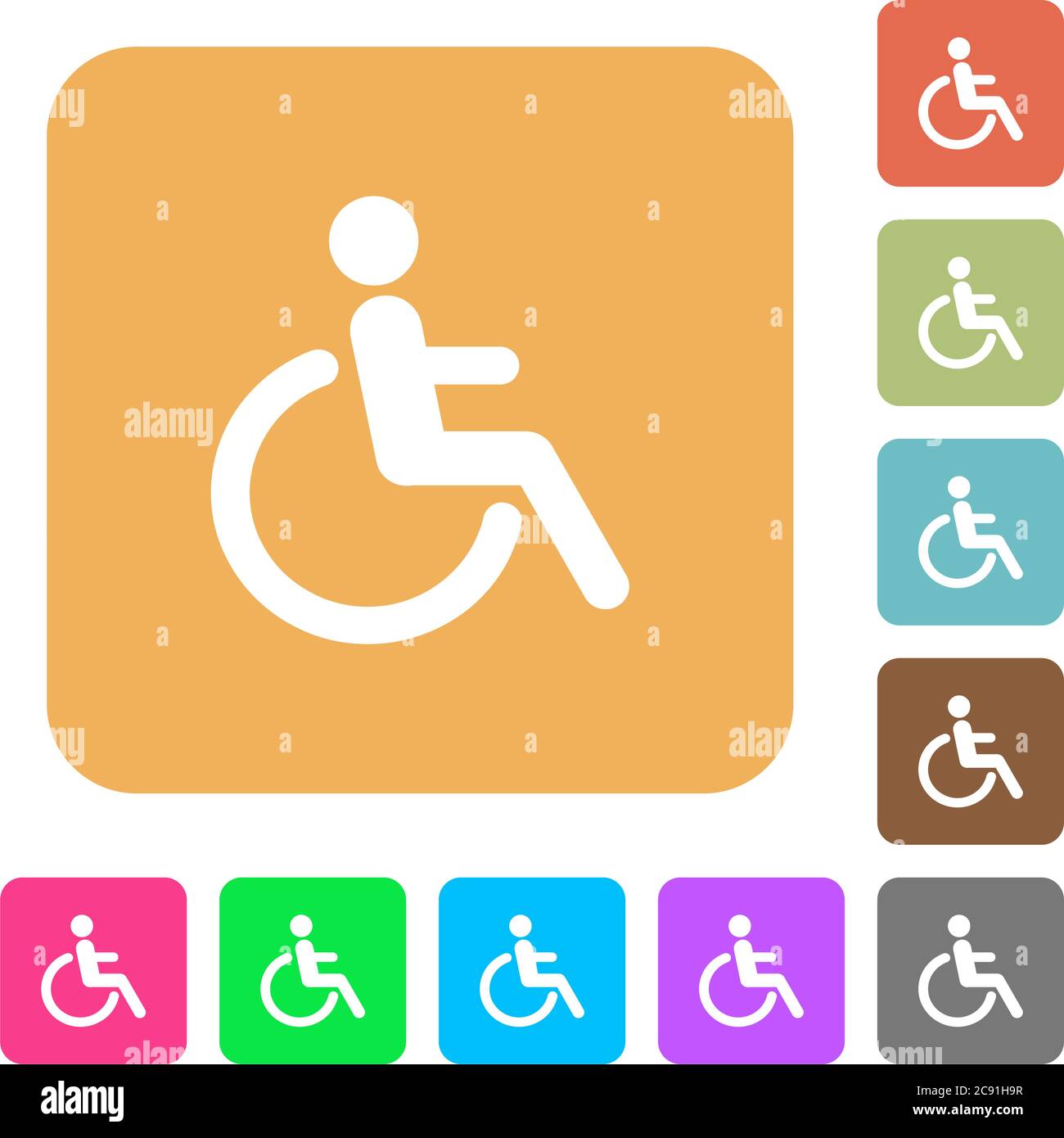 Disability icons on rounded square vivid color backgrounds Stock Vector ...