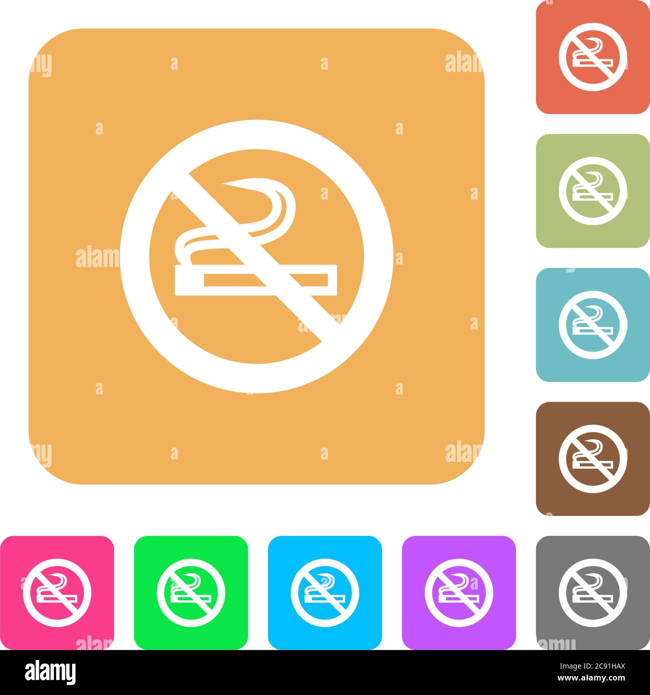 No smoking icons on rounded square vivid color backgrounds Stock Vector ...