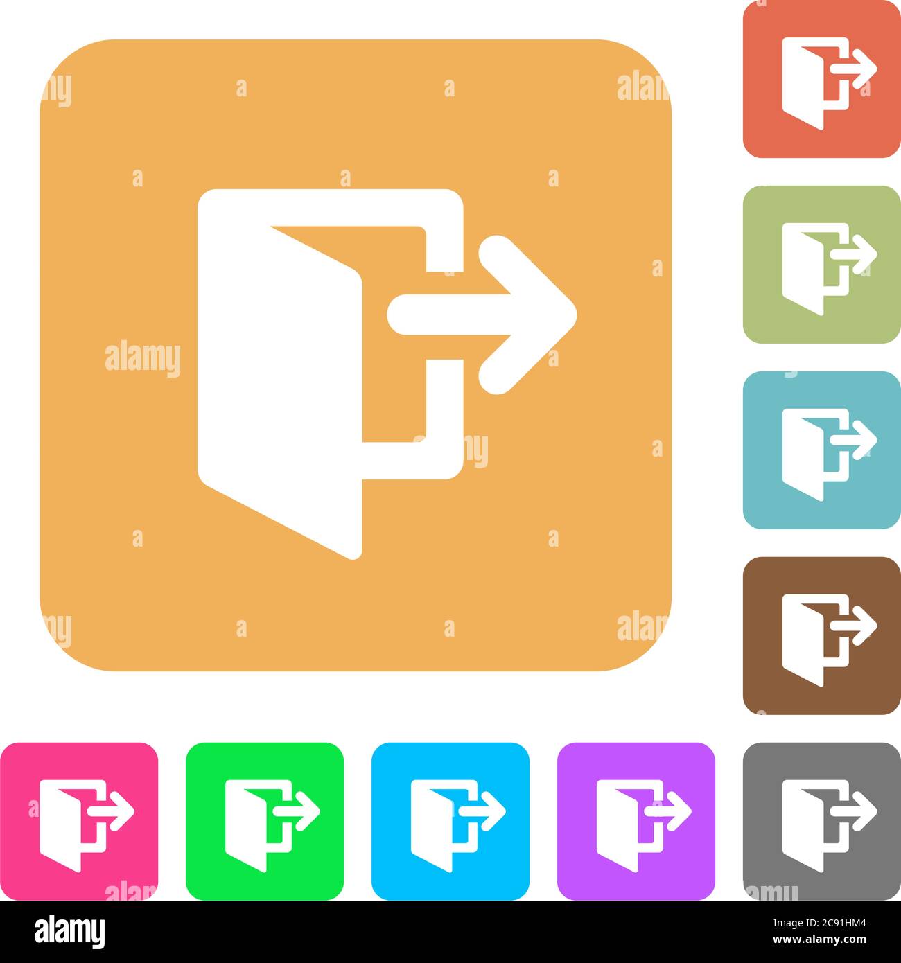 Exit icons on rounded square vivid color backgrounds Stock Vector Image ...