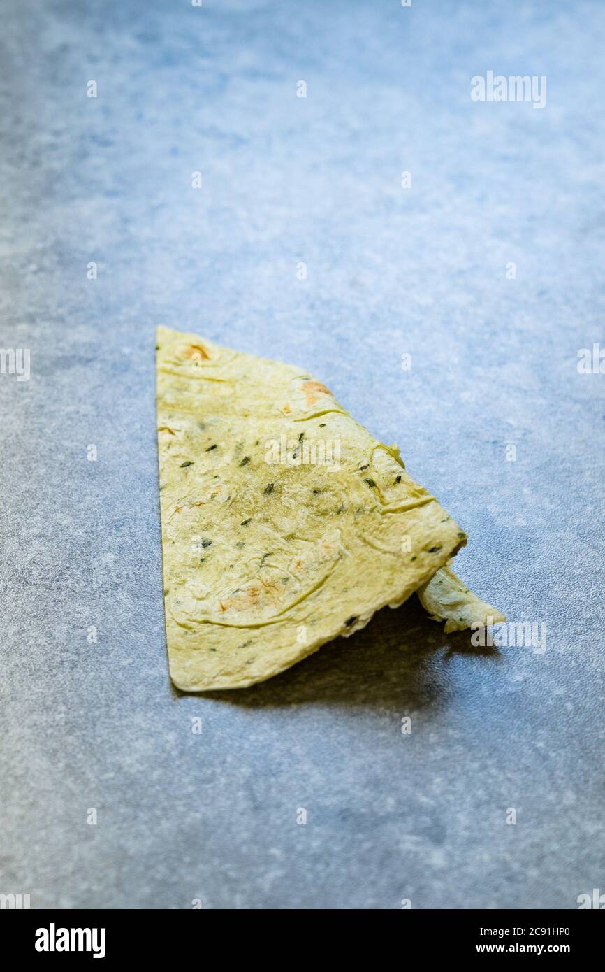 Green Tortilla Slice with Spinach Ready to Eat. Organic Food Stock ...