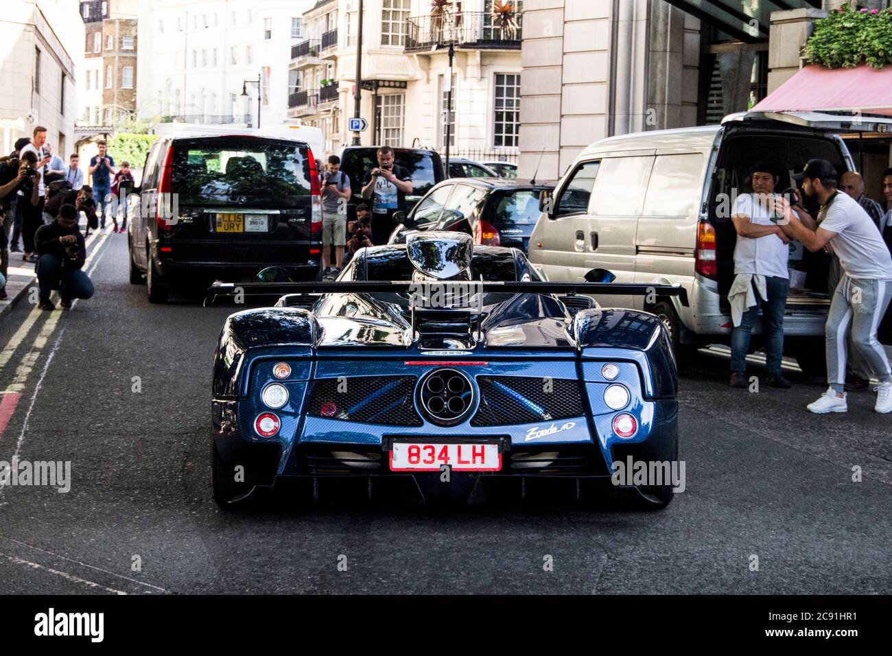Blue carbon fiber Pagani Zonda MD one-off supercar attending a car ...