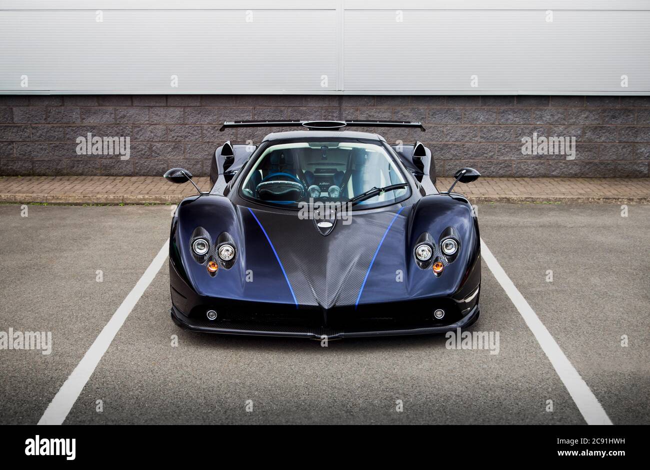 Front end of a blue with grey Pagani Zonda 760 VR, a one-off supercar ...