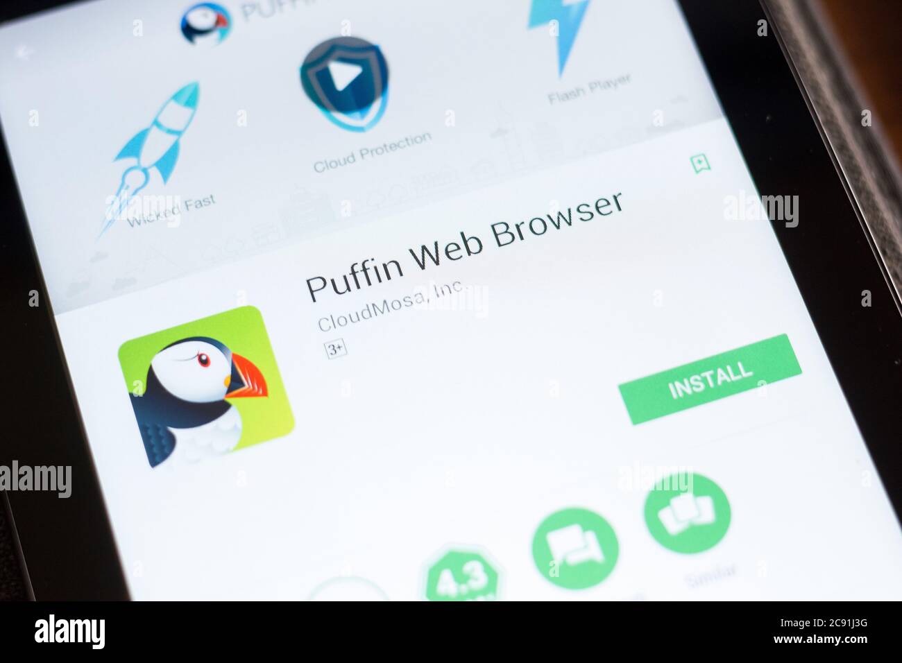 Ryazan, Russia - June 24, 2018: Puffin Web Browser mobile app on the display of tablet PC Stock ...