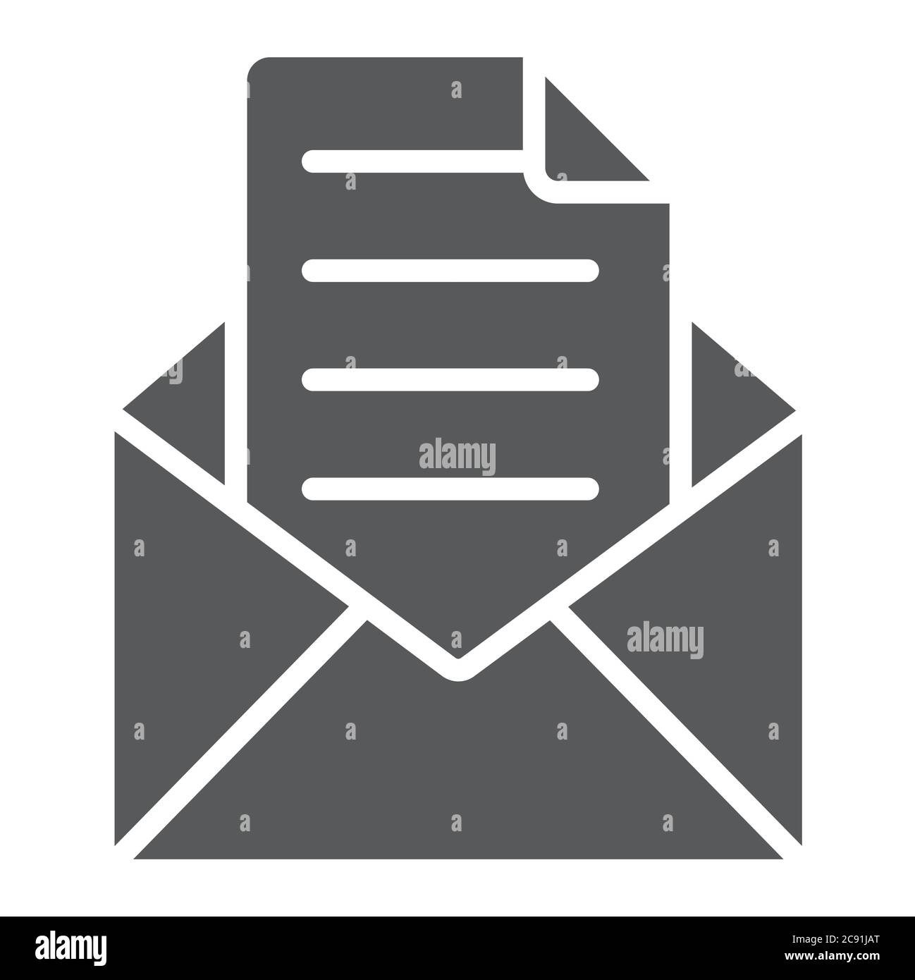 Envelope with letter glyph icon, mail and post, open envelope sign ...