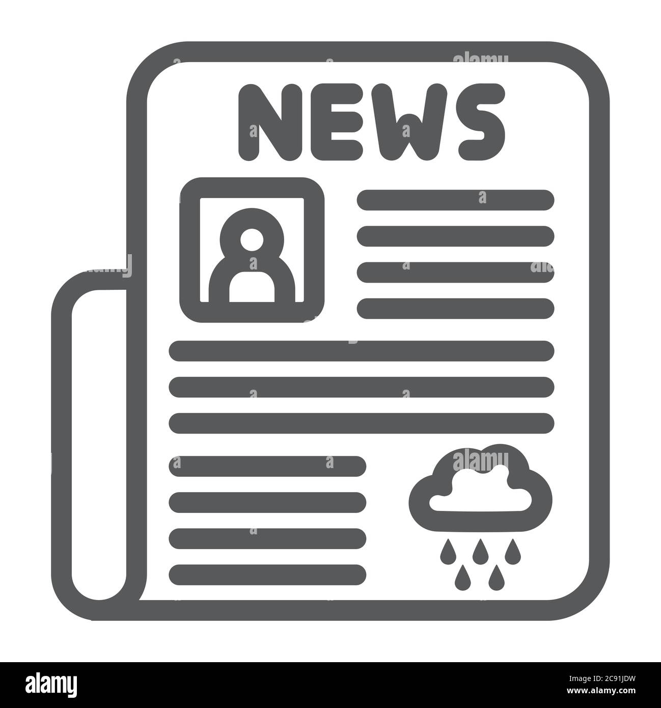 Newspaper line icon, page and press, daily news sign, vector graphics ...