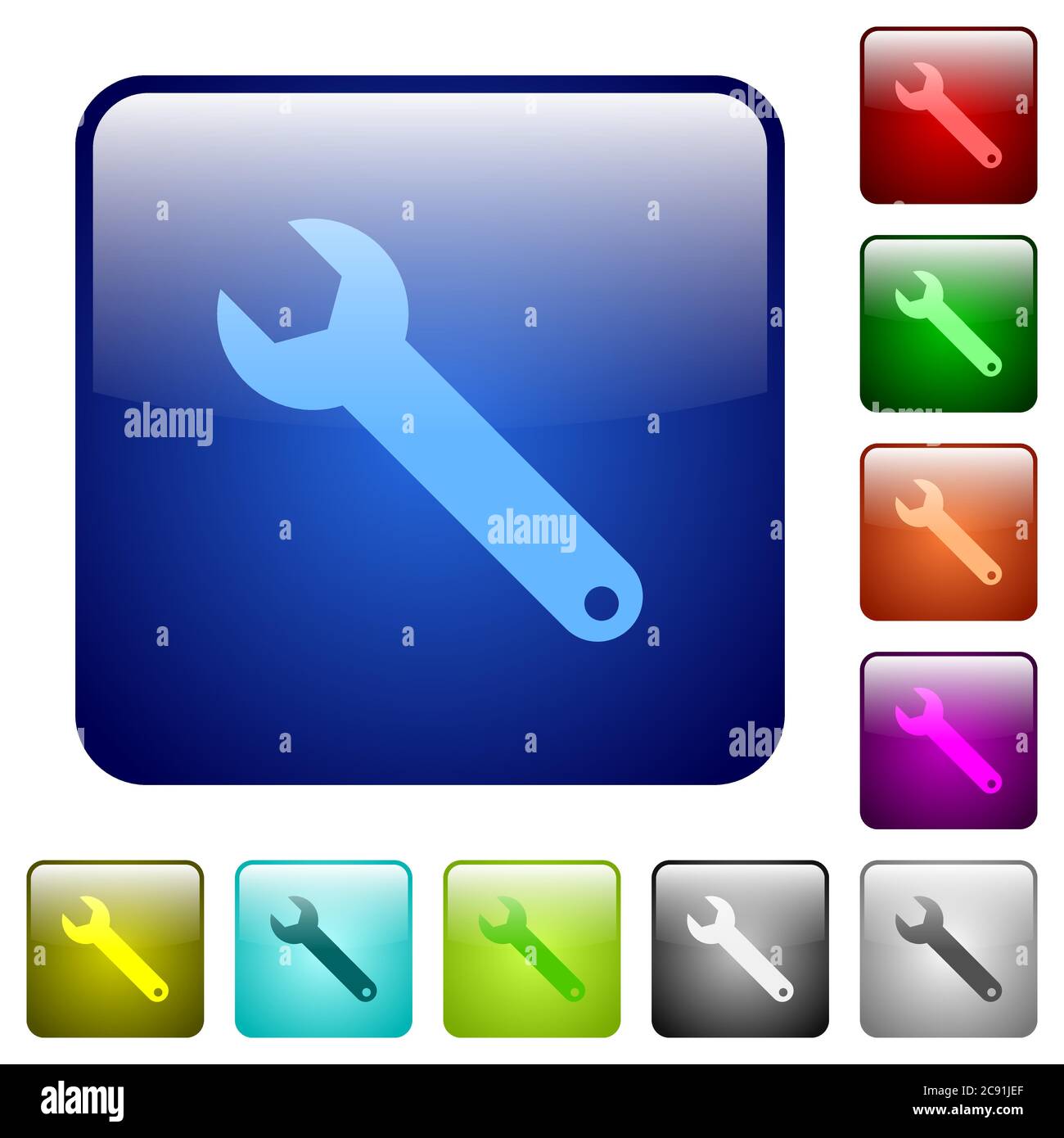 Wrench icons in rounded square color glossy button set Stock Vector ...