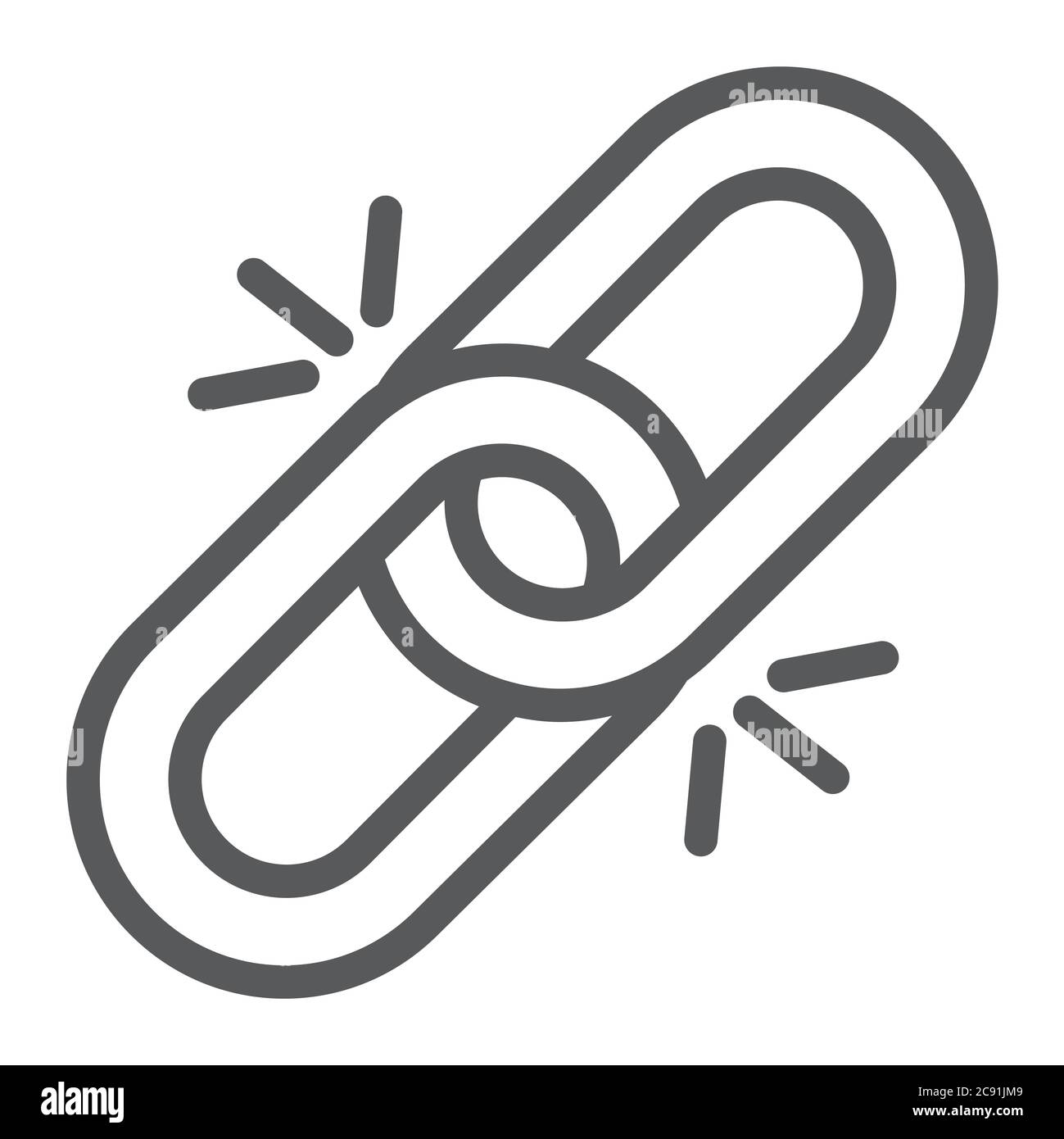 Link line icon, hyperlink and attach, chain sign, vector graphics, a linear pattern on a white ...
