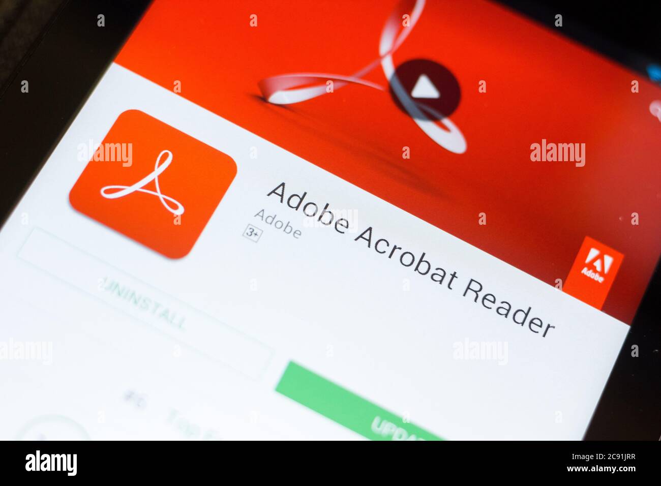 Ryazan, Russia - June 24, 2018: Adobe Acrobat Reader mobile app on the ...