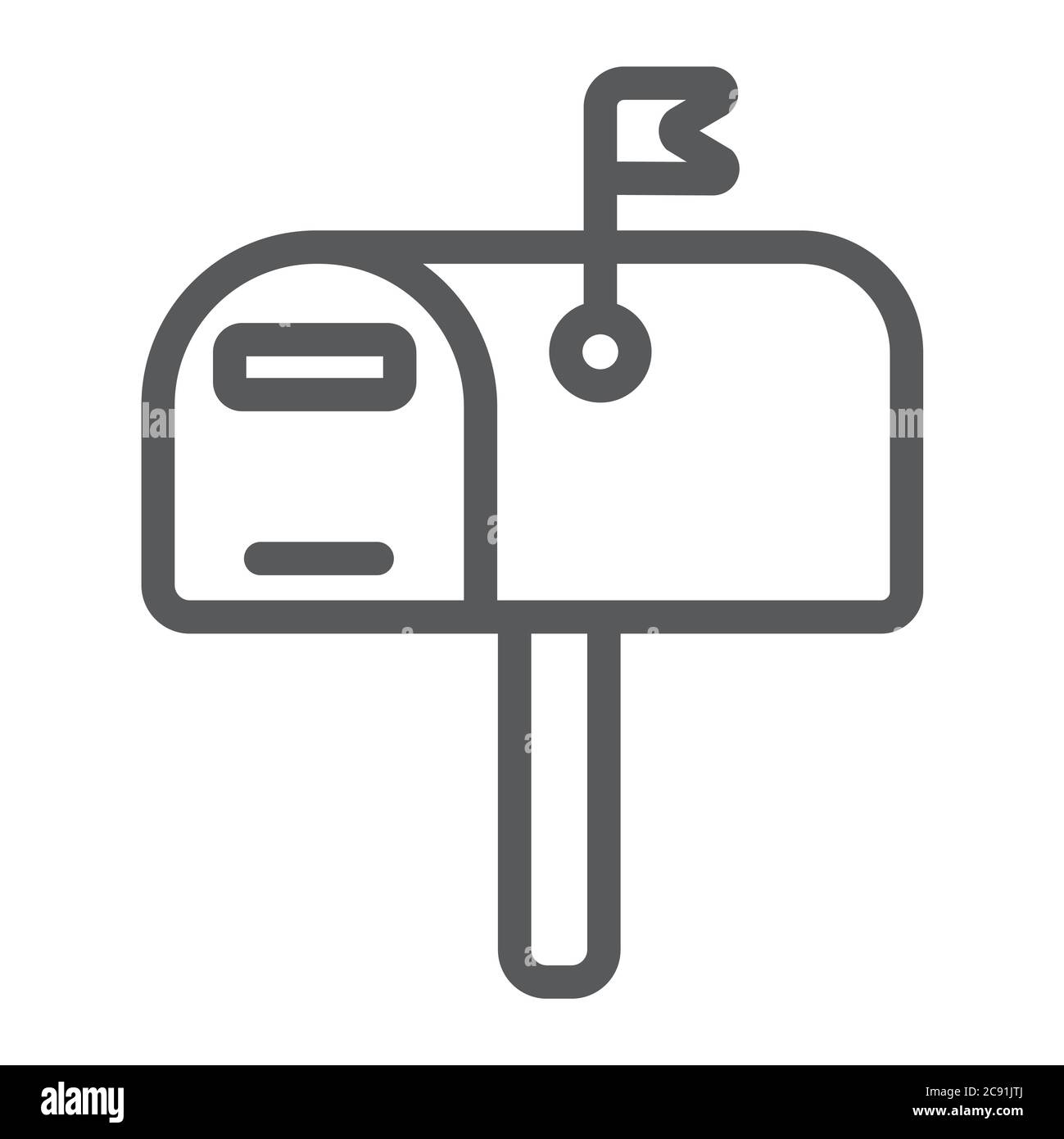Mailbox line icon, post and address, pobox sign, vector graphics, a ...