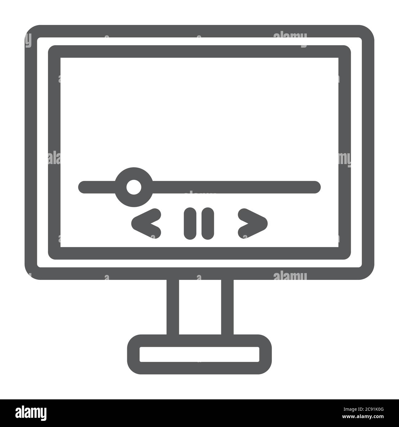 Video line icon, monitor and interface, media player sign, vector ...