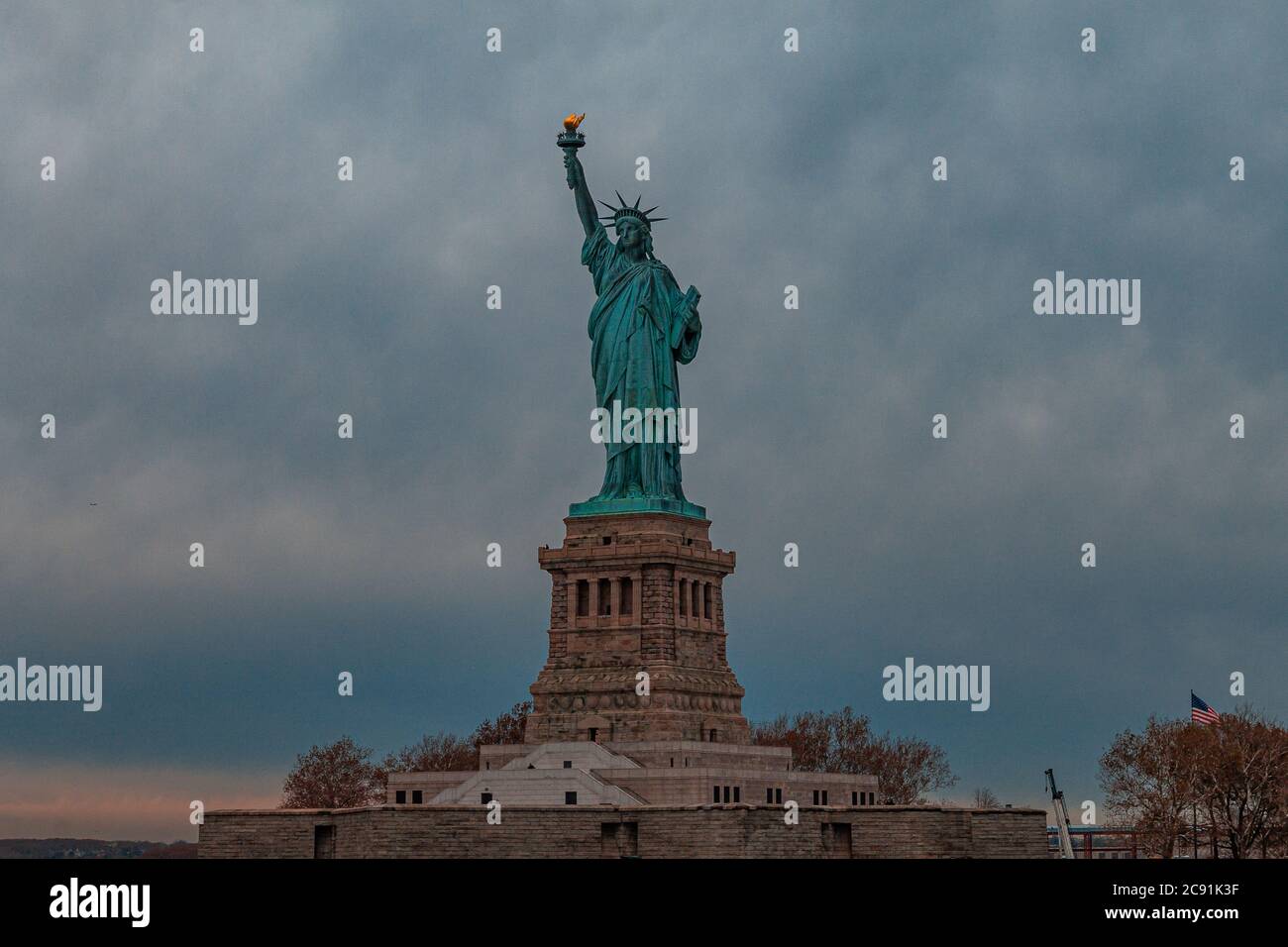 Statue of liberty with blue sky and white clouds hi-res stock ...