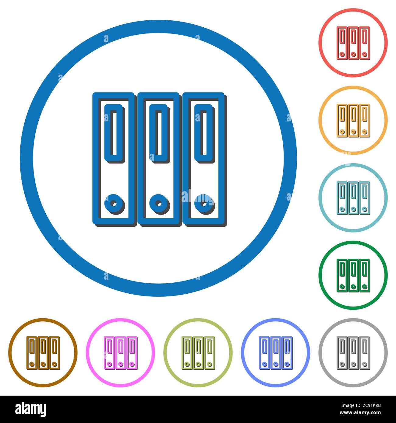 Binders flat color vector icons with shadows in round outlines on white background Stock Vector ...