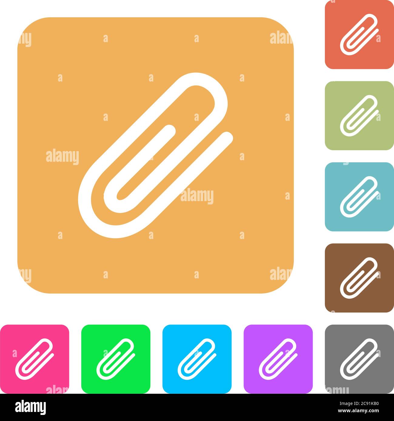 Attachment icons on rounded square vivid color backgrounds Stock Vector ...