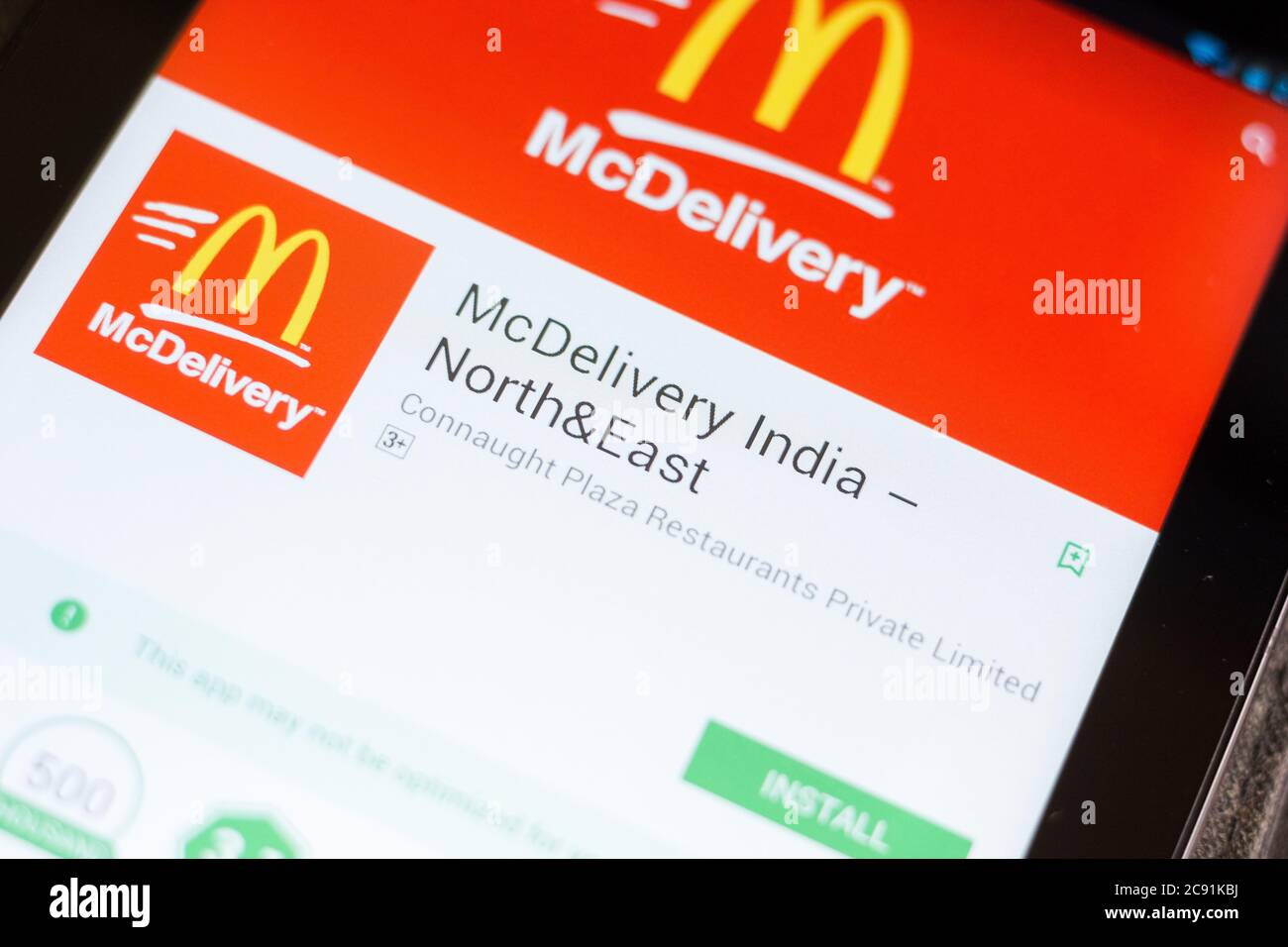 Ryazan, Russia - June 24, 2018: McDelivery India, McDonalds mobile app ...