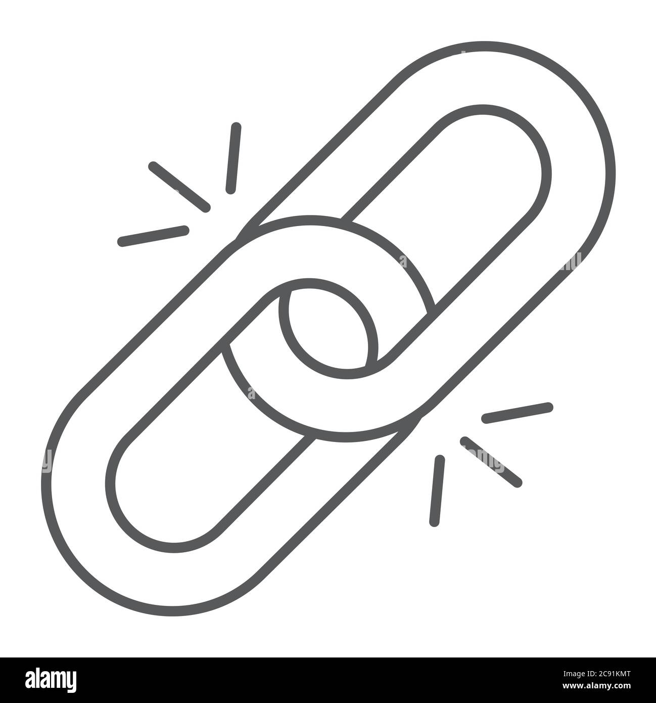 Link thin line icon, hyperlink and attach, chain sign, vector graphics, a linear pattern on a ...