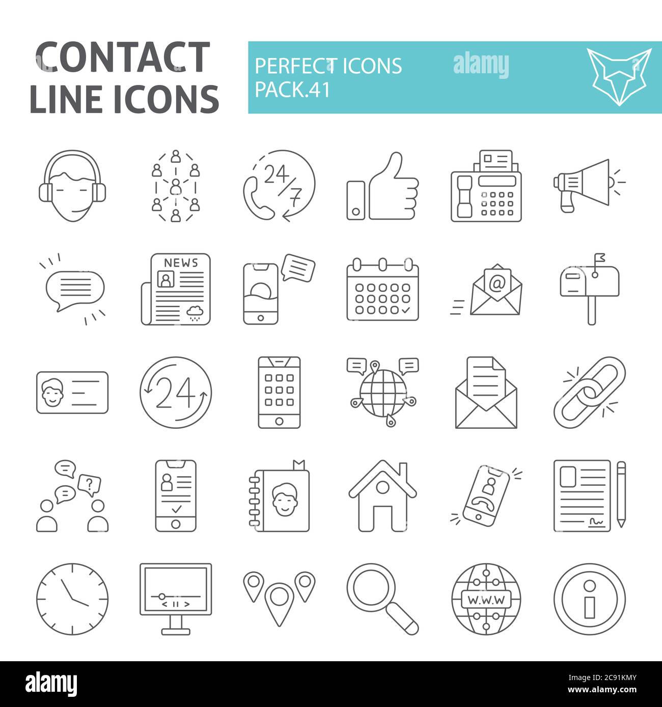 Contact thin line icon set, communication symbols collection, vector ...