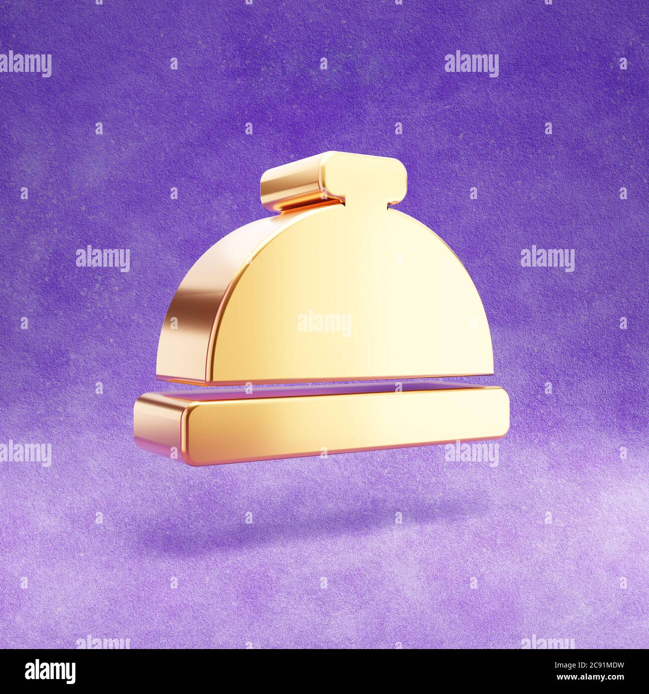 Concierge bell icon. Gold glossy Concierge bell symbol isolated on ...